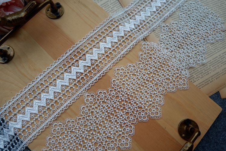 White cotton lace vintage Venise lace trim cutout trim can be | Etsy
