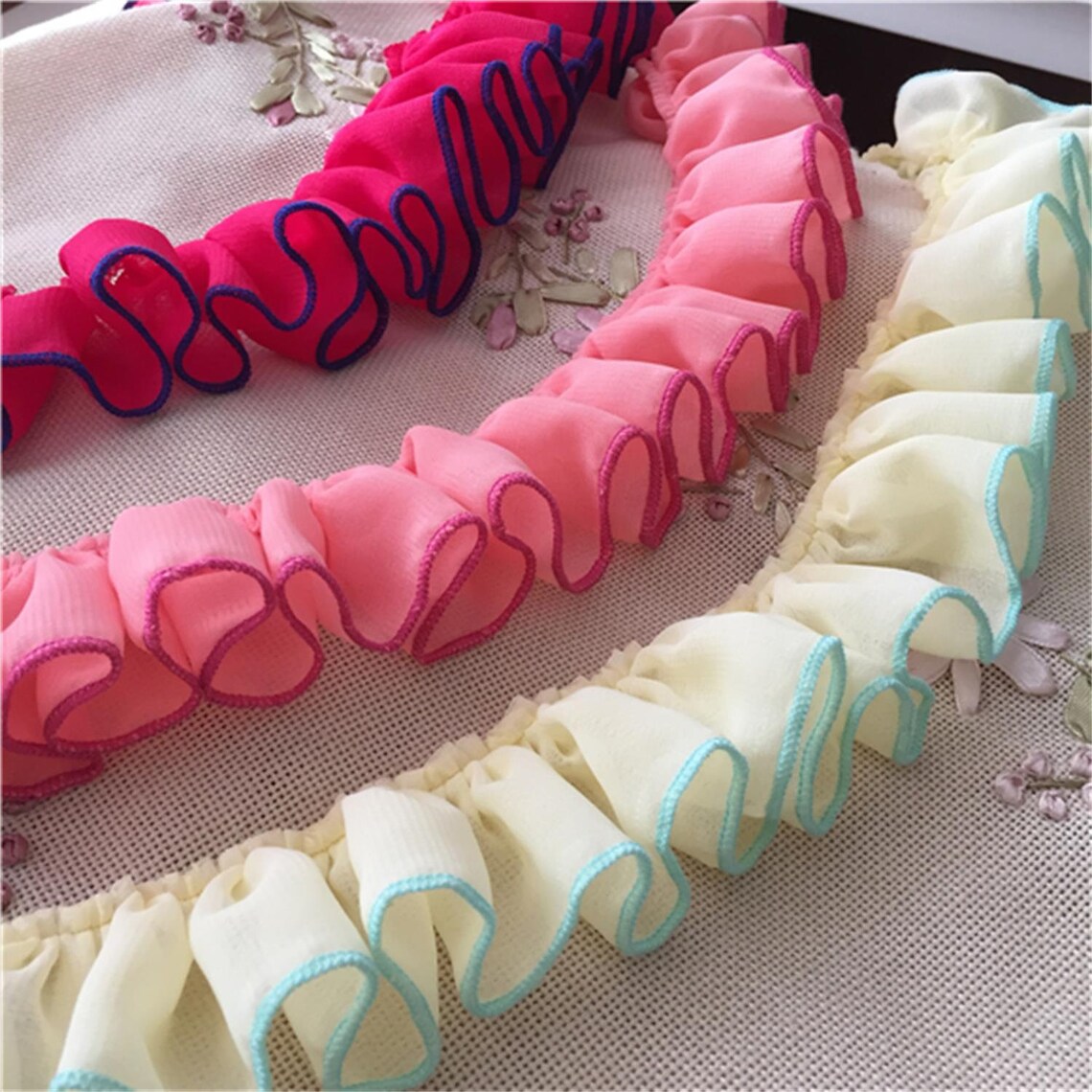 High quality Multi color pleated ribbons ruffled chiffon | Etsy