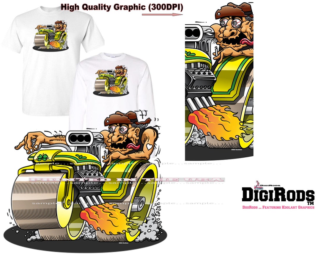 Digirods Mad Hot Rod Rolling Paver Rider Fun Digital Graphic ...