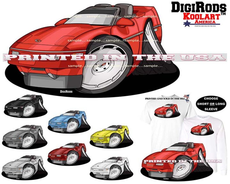 Corvette C4 Convertible Model Digirods Cartoon Car Short or Long Sleeve ...