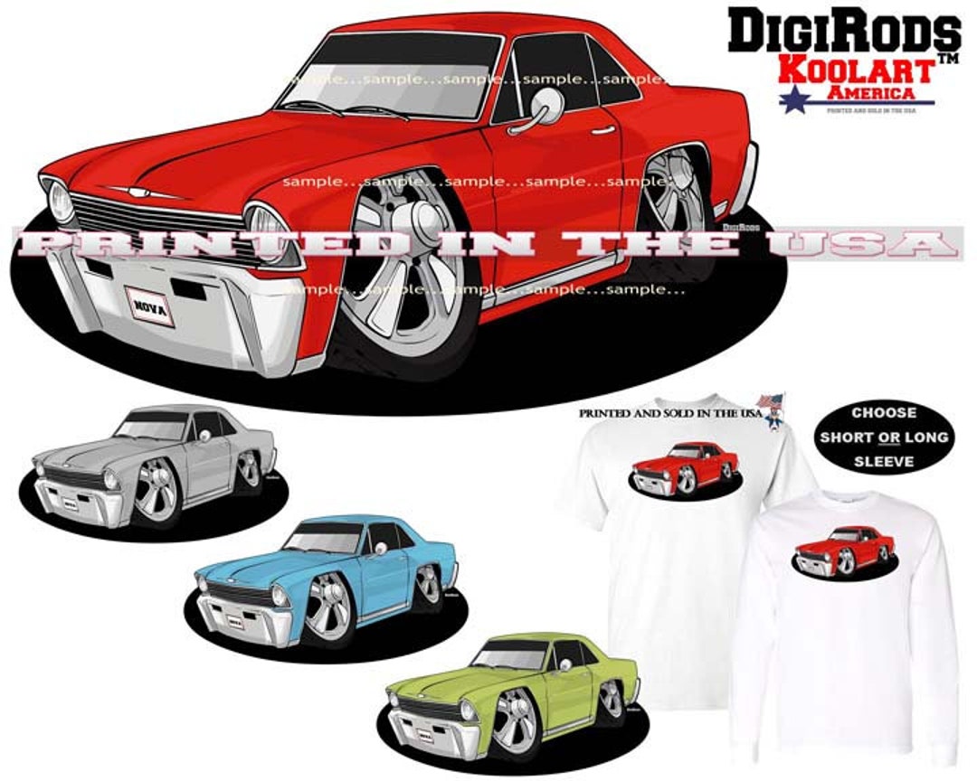 Nova 1967 Vintage Classic Muscle Model Digirods Cartoon Car Short or ...