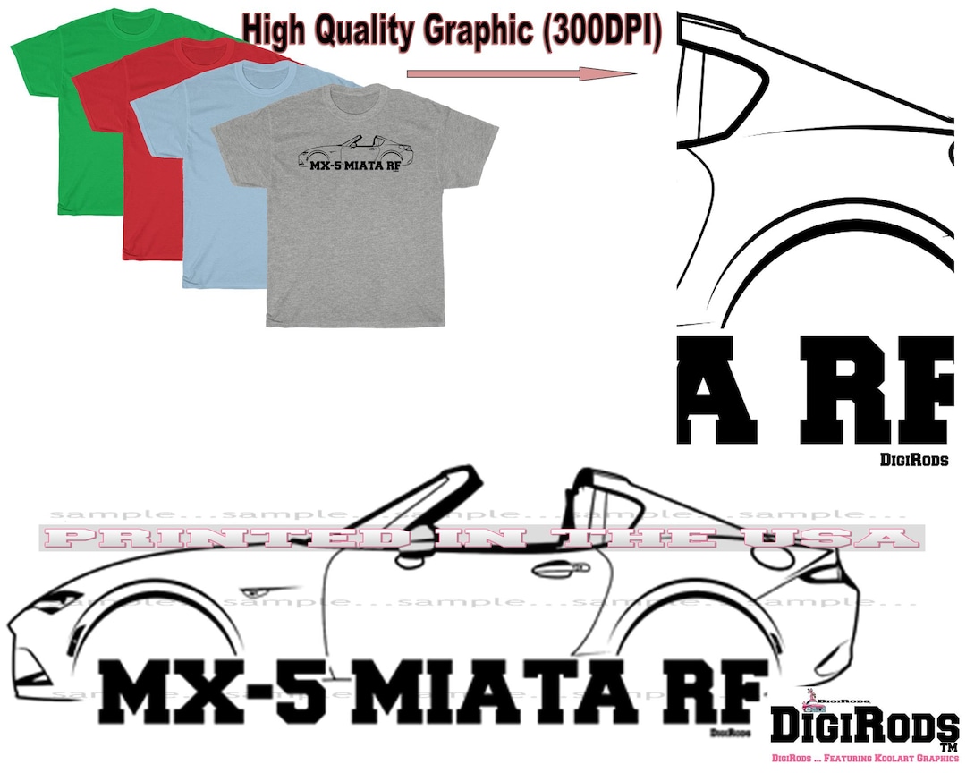 Mazda MX-5 Miata RF Convertible Model Sports Car Black Sketch Outline ...
