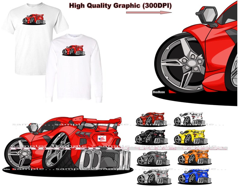 Corvette C8 New Racing Model Rear View Digirods Cartoon Car Short or ...