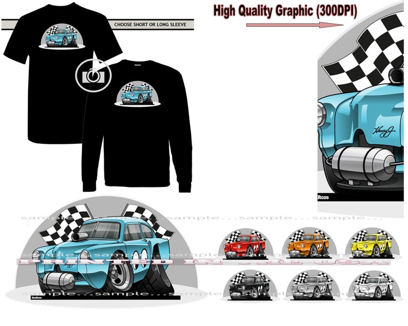 Henry J Gasser Kaiser Hot Rod Mooneyes Decal Digirods Cartoon Car Short ...