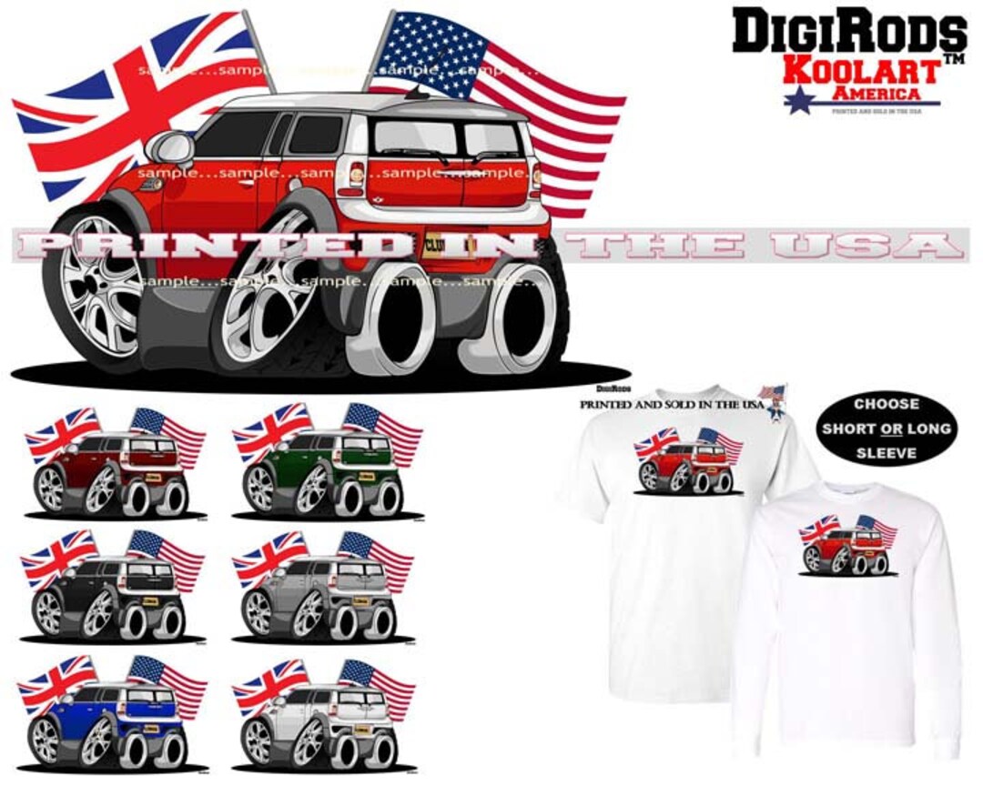 Mini Cooper Clubman Model British USA Flags Digirods / Koolart Cartoon ...