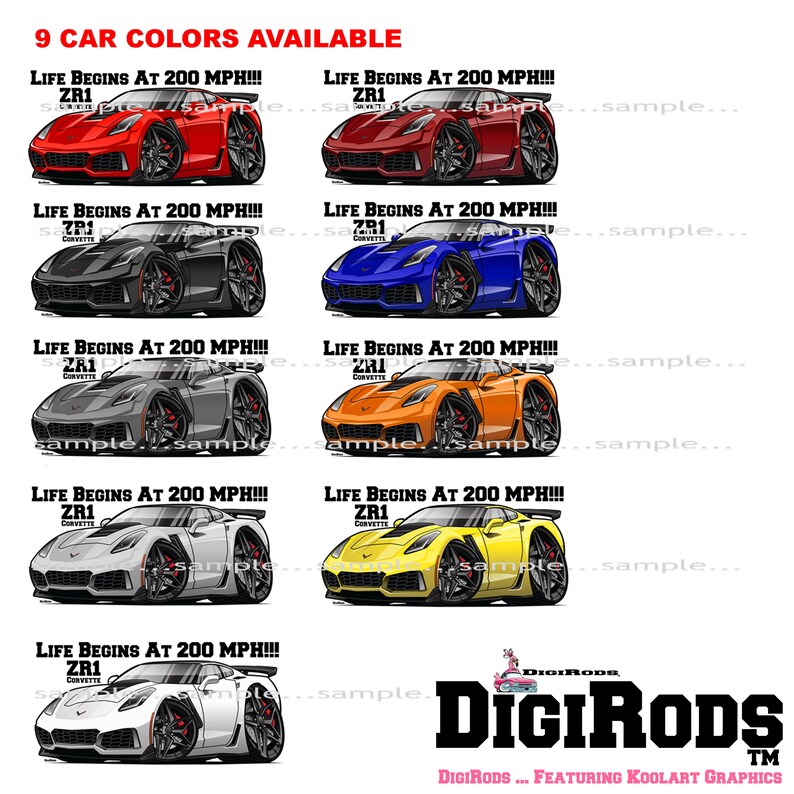 Digirods Corvette C7 ZR1 200 MPH Fast Racing Edition Exclusive Cartoon ...