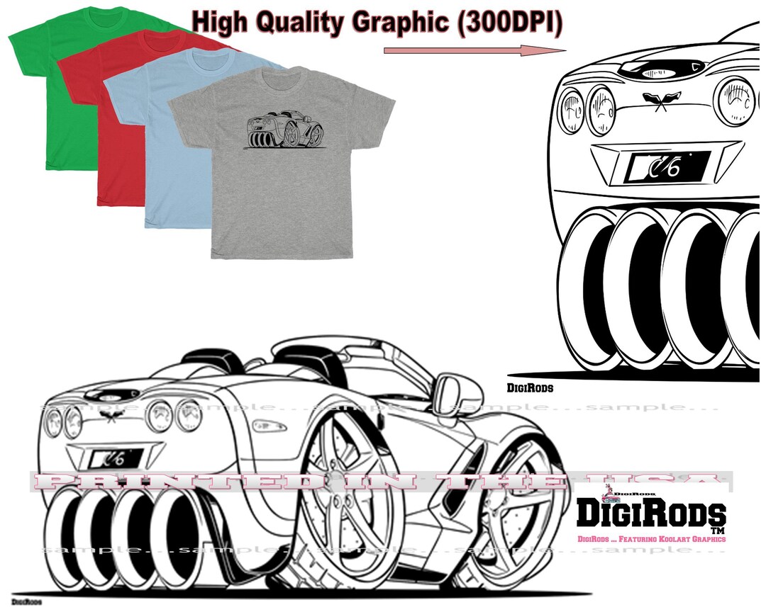 Corvette C6 Classic Corvette Model Year Black Sketch Outline Digirods ...