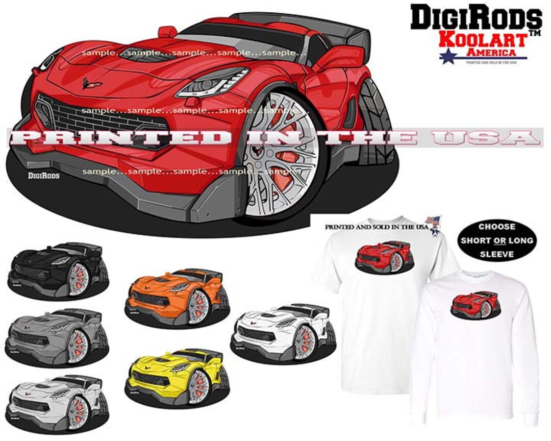 Corvette C7 Caricature Profile View Model Digirods Cartoon Car Short or ...
