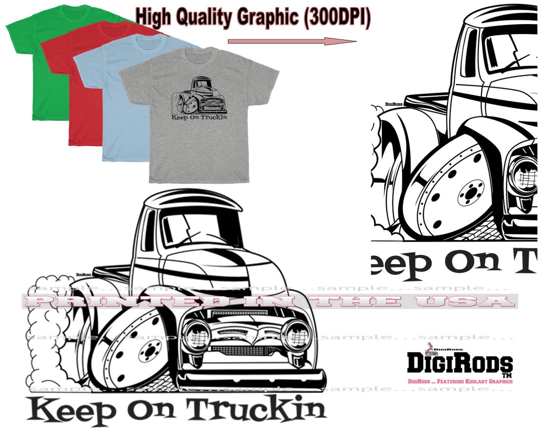 Ford F100 F1 F 100 Vintage Truck Model Keep on Truckin Black Sketch ...