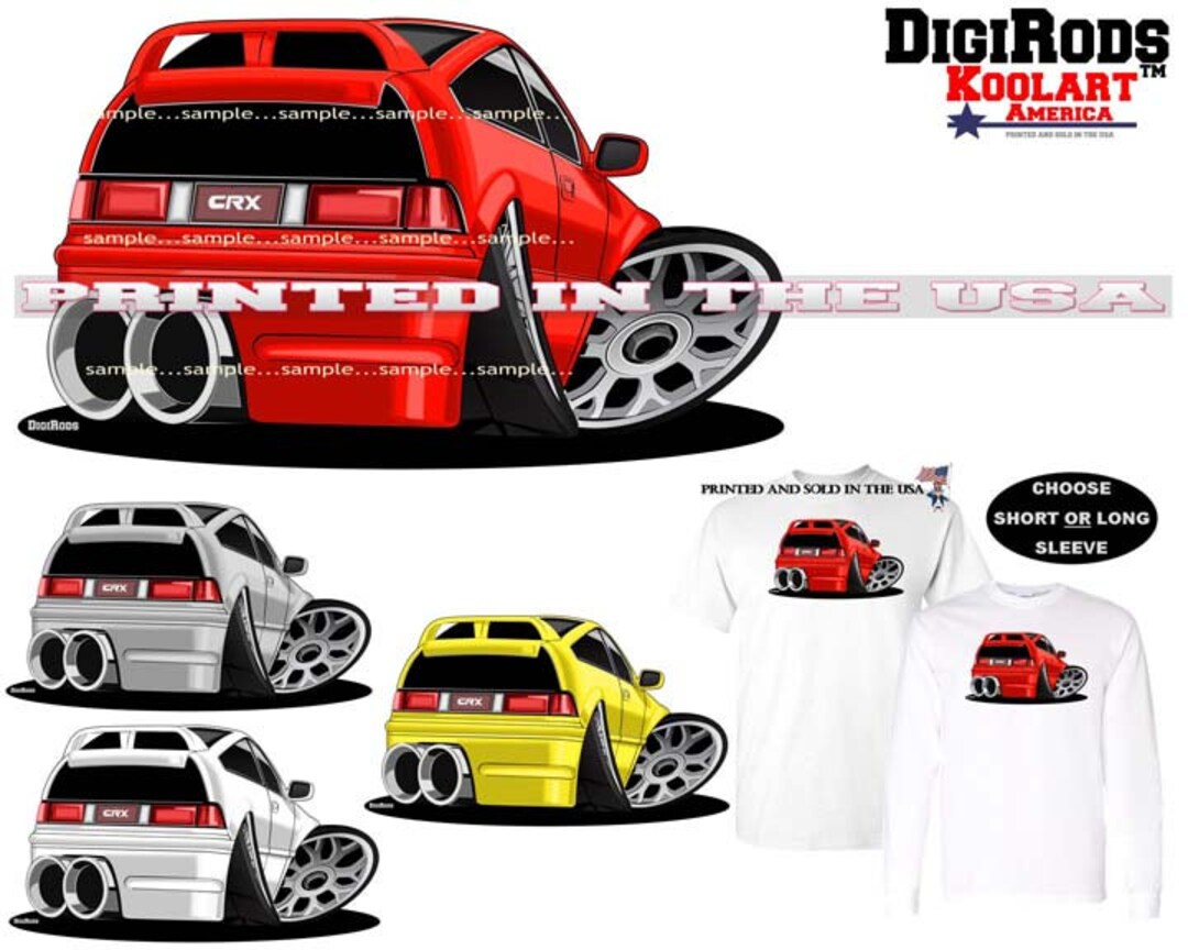 CRX Classic Compact Model Digirods / Koolart Cartoon Car Short or Long ...