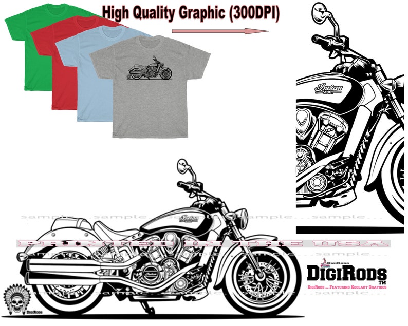 Indian Scout American Motorcycle Model Black Outline Digirods Cartoon ...
