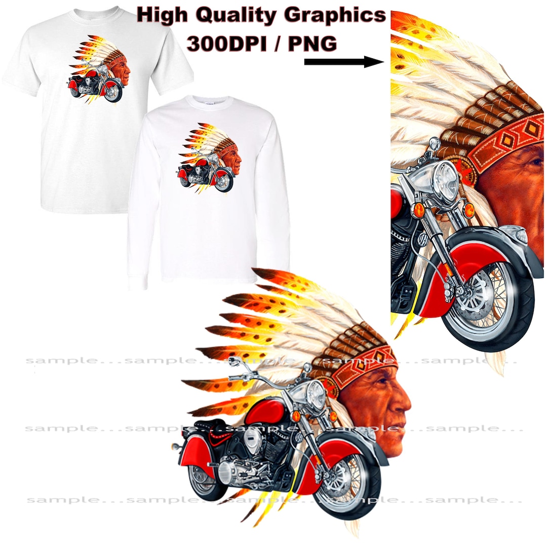 Indian Chief Biker Classic Chieftan Motorcycle Native American Graphic ...