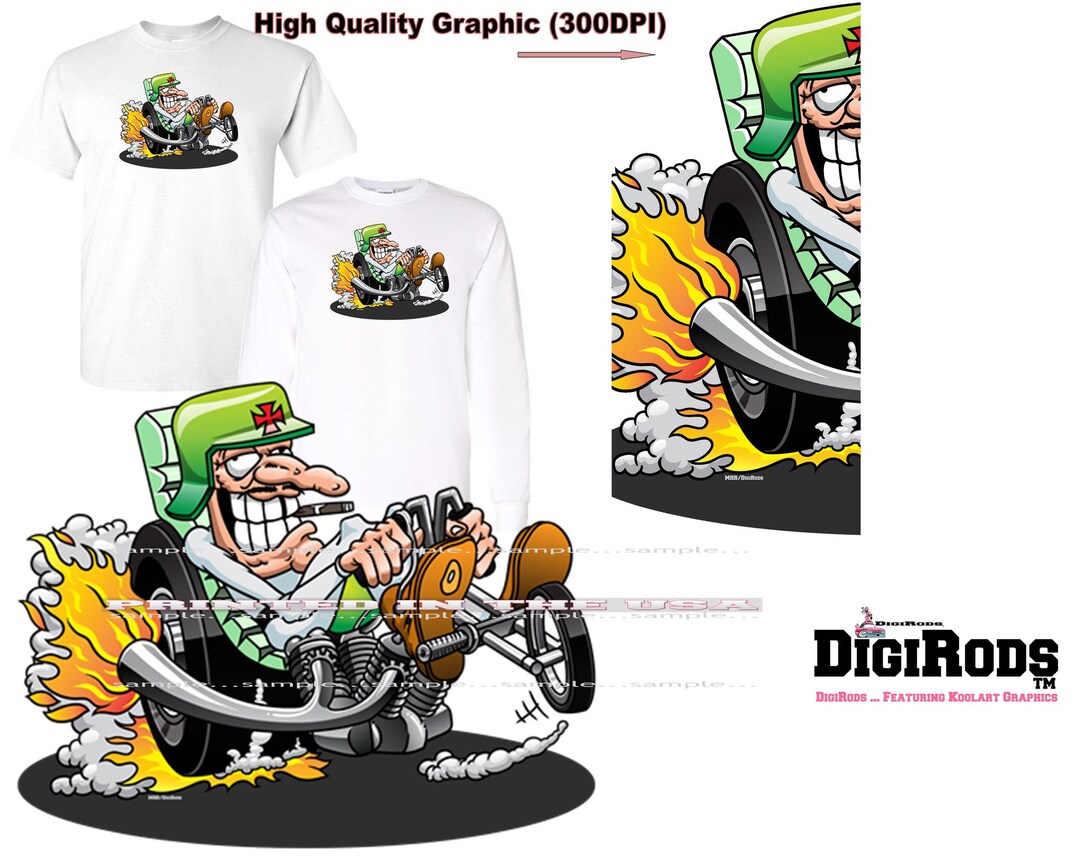 Digirods Mad Hot Rod Dastardly Dodger Biker Fun Digital Graphic ...