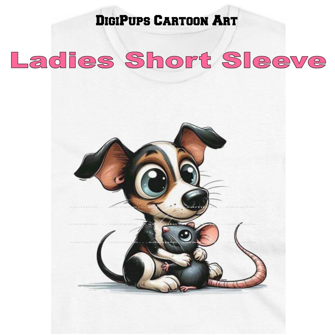 Digipups Rat Terrier Puppy Dog Breed Hugging Rat Animal Friend Cartoon ...