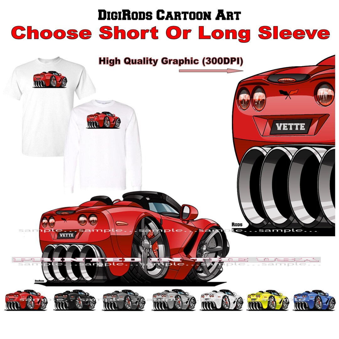 Digirods Corvette C6 Convertible Model Year Cartoon Car Short or Long ...