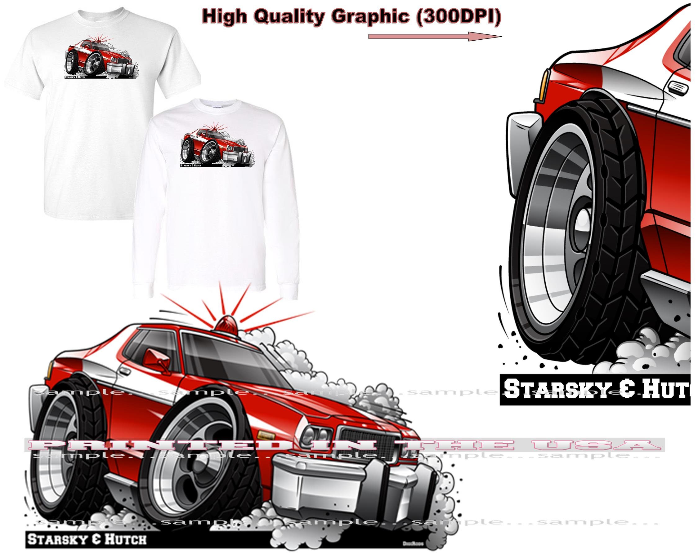 Digirods Starsky and Hutch TV Series Red Gran Torino Car Cartoon Art ...