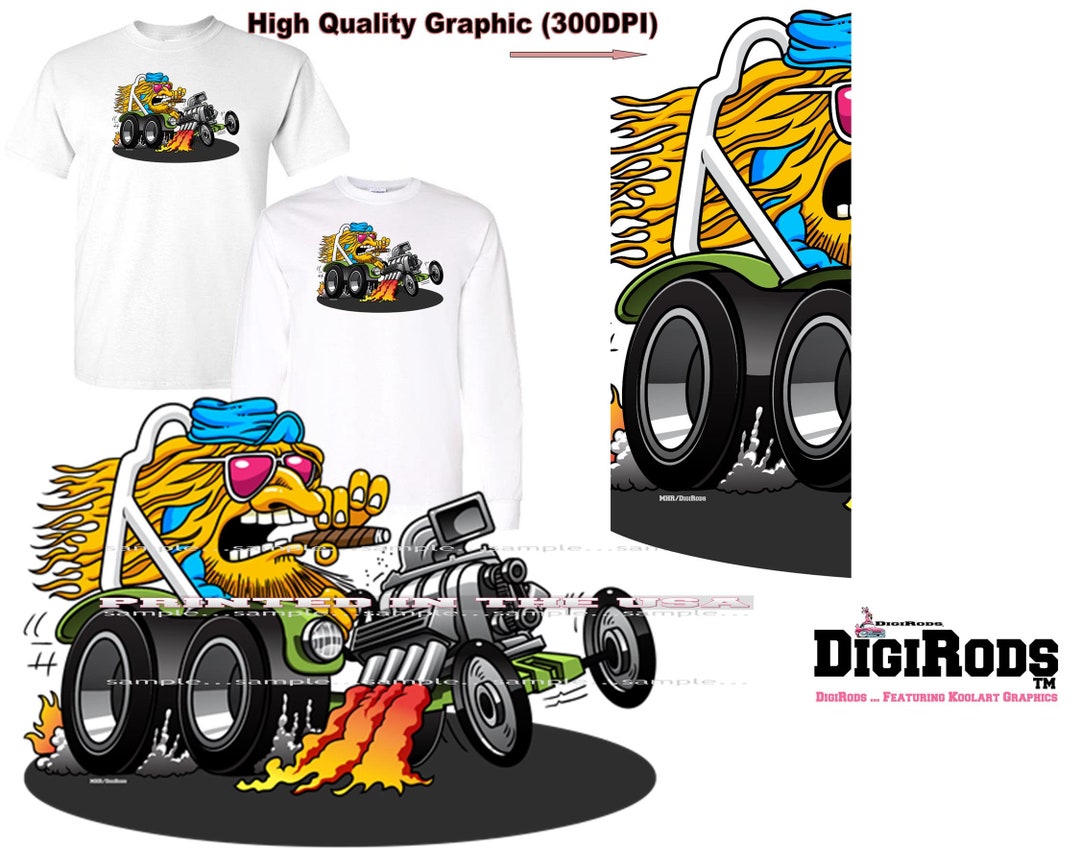 Digirods Mad Hot Rod Hairy Cool Dude Rider Fun Digital Graphic ...