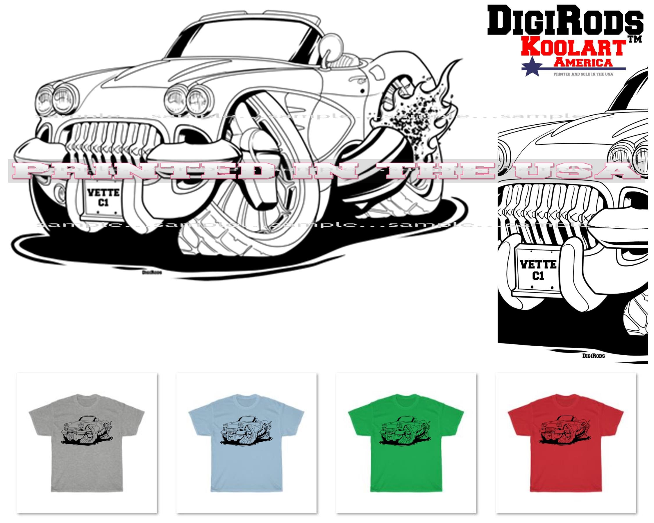 Chevrolet Chevy C1 Corvette Vintage Model Black Sketch Outline Digirods ...