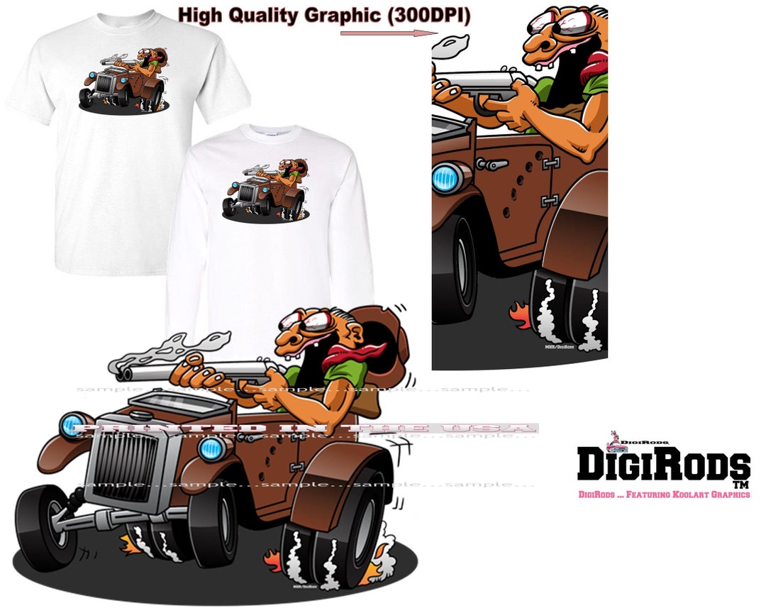 Digirods Mad Hot Rod Hillbilly Shooter Rider Fun Digital Graphic ...
