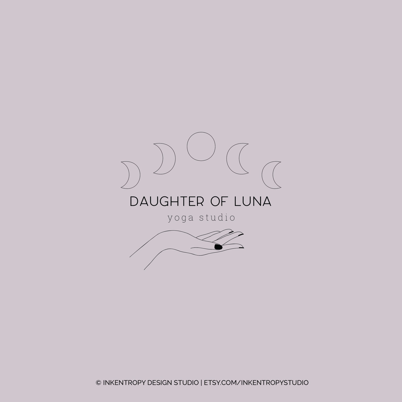 Hand and Moon Premade Logo for Small Business | Hand Drawing Logo ...