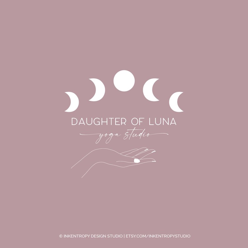 Hand and Moon Premade Logo for Small Business | Hand Drawing Logo ...