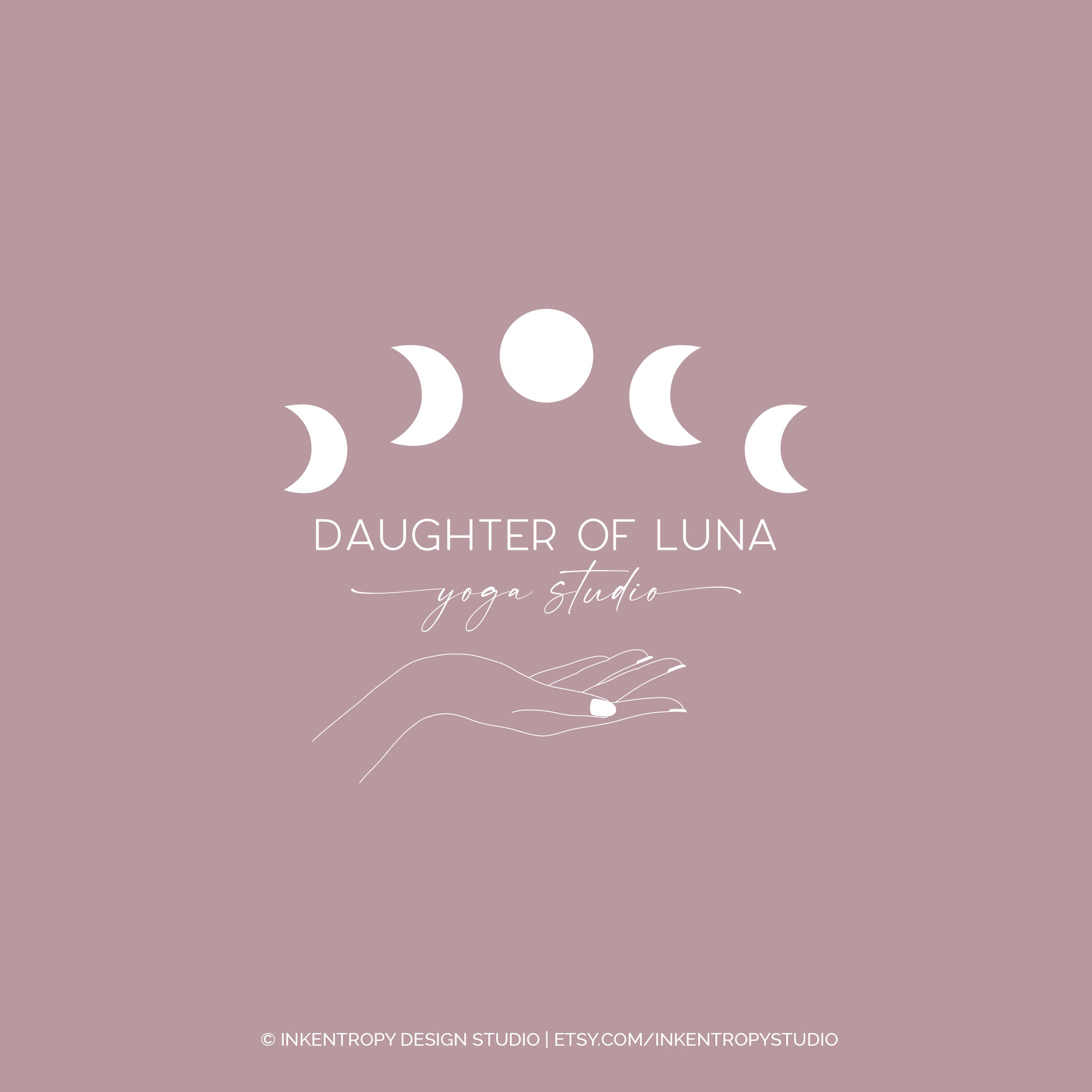 Hand and Moon Premade Logo for Small Business | Hand Drawing Logo ...