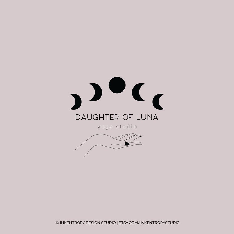 Hand and Moon Premade Logo for Small Business | Hand Drawing Logo ...