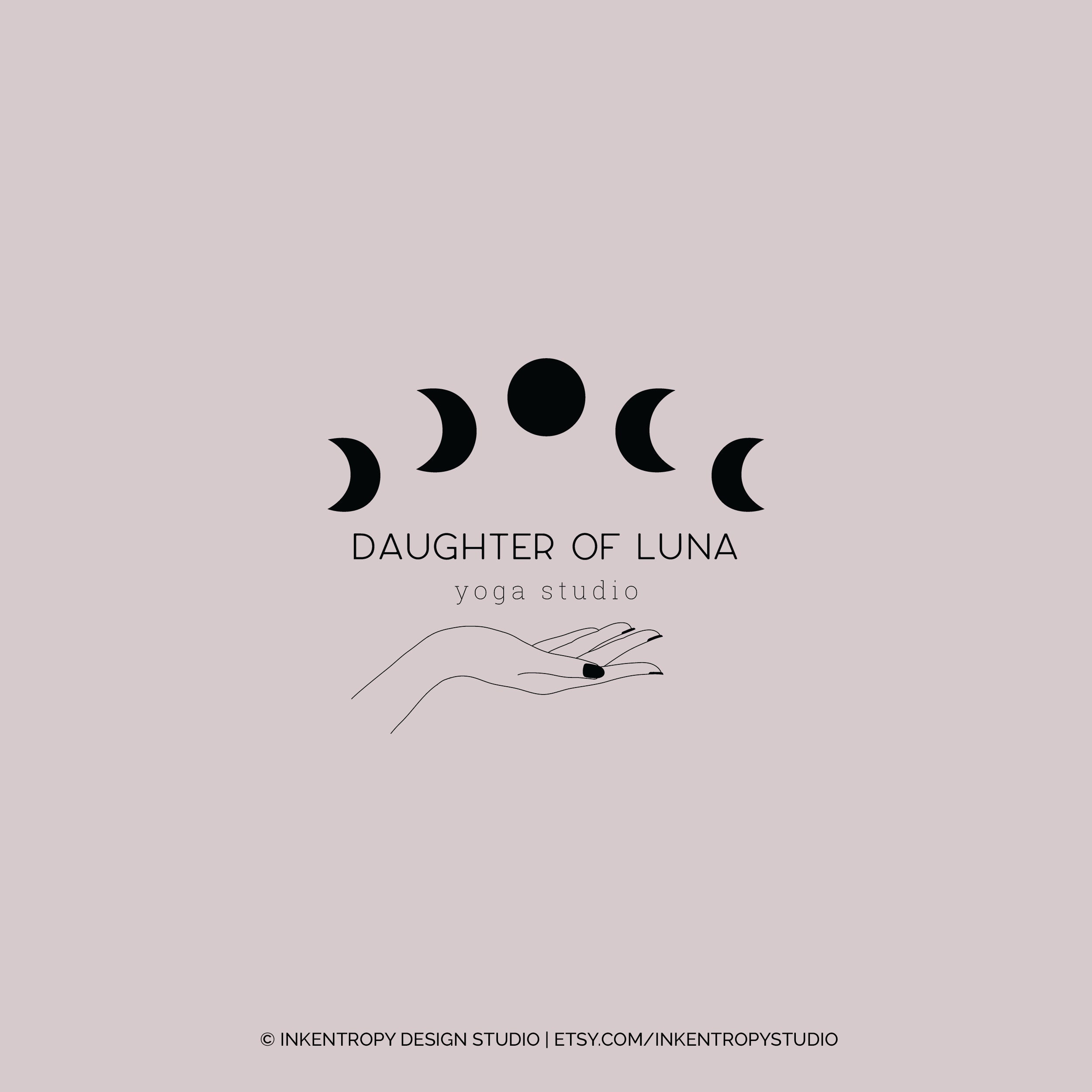 Hand and Moon Premade Logo for Small Business | Hand Drawing Logo ...
