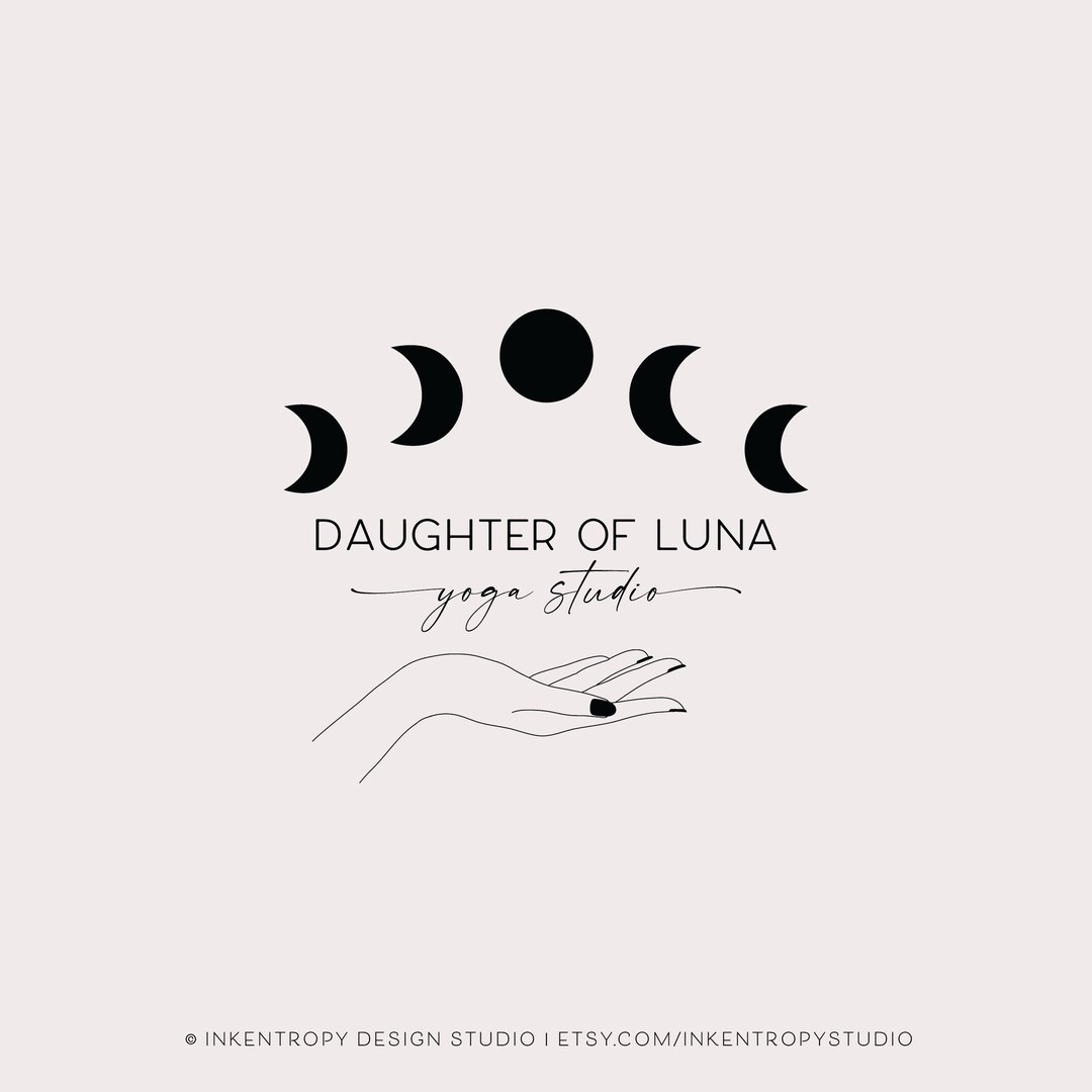 Hand and Moon Premade Logo for Small Business | Hand Drawing Logo ...