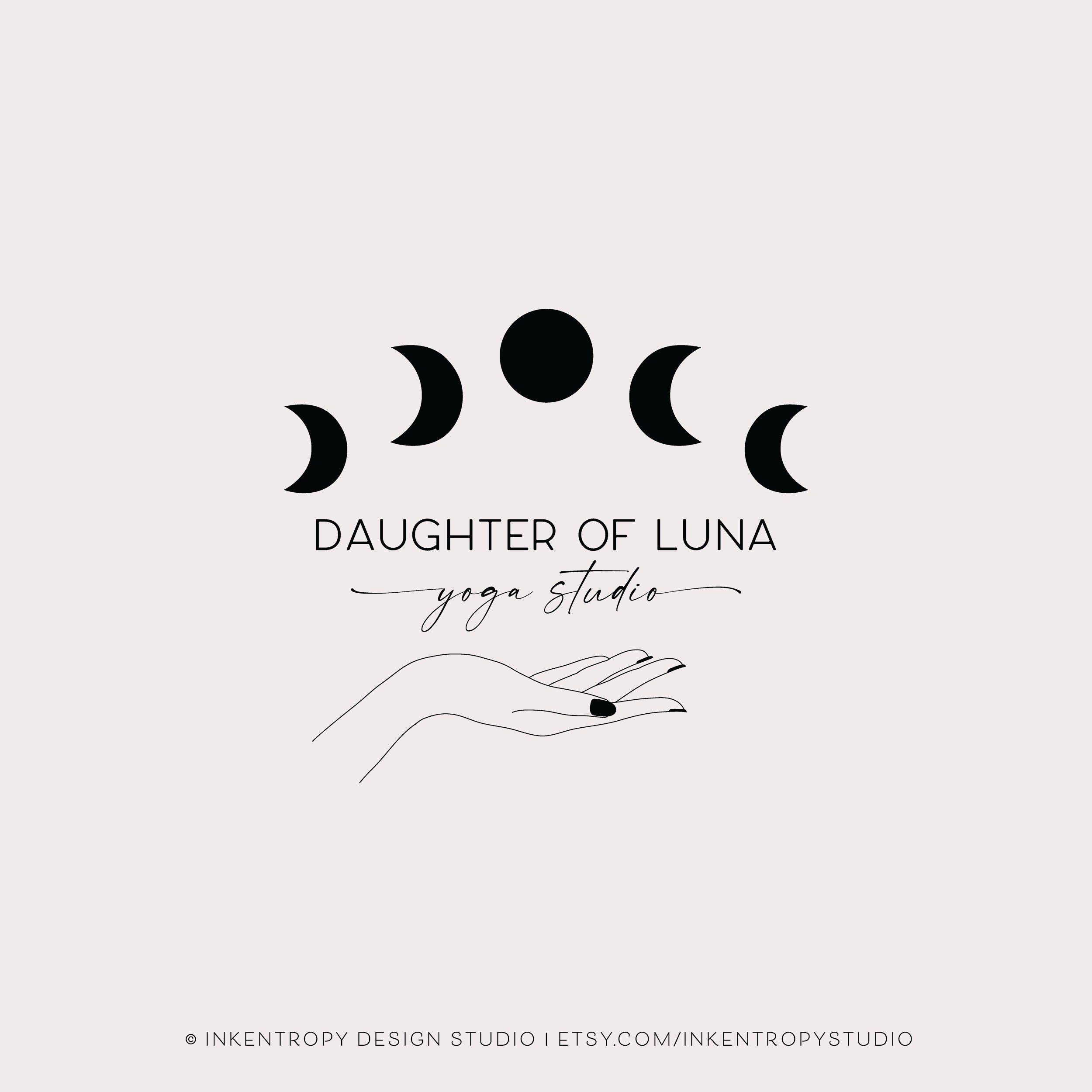 Hand and Moon Premade Logo for Small Business | Hand Drawing Logo ...