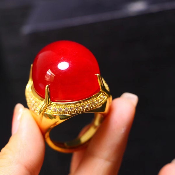 Red Jade Ring - Etsy