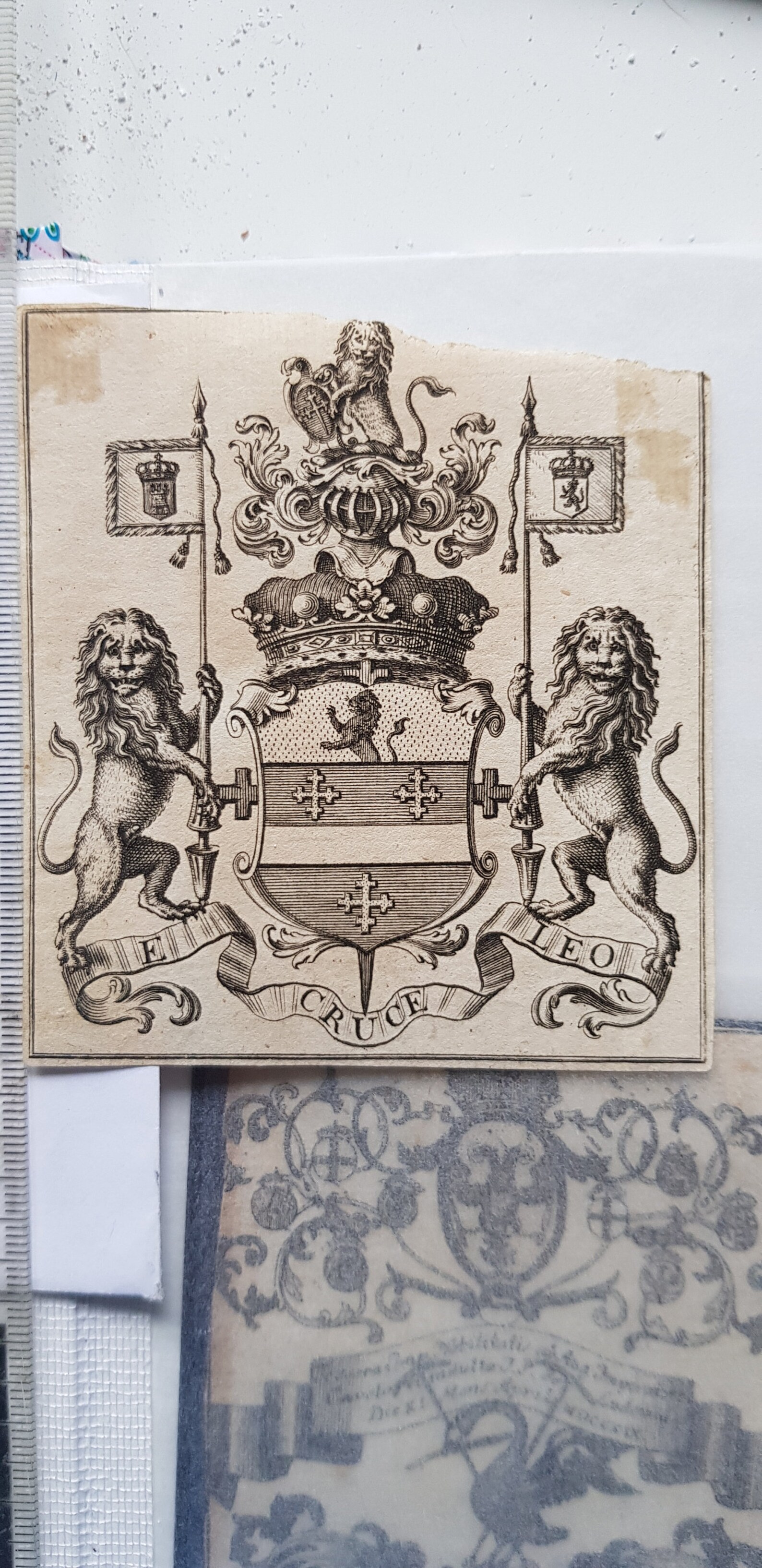 Heraldic bookplate from the 18th century. Woodcut. Heraldic | Etsy