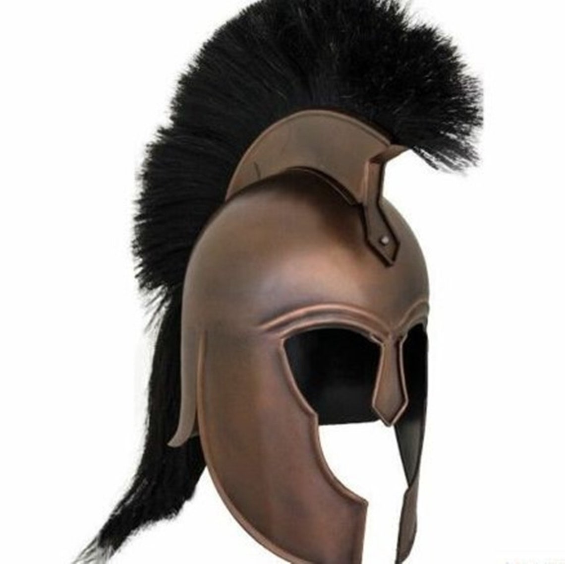300 Greek steel Spartan Helmet with Black Plume and Leather | Etsy