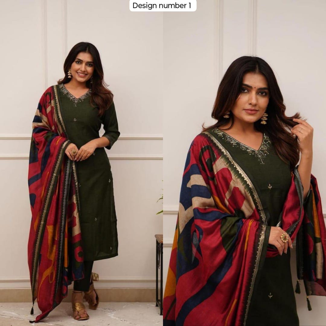 Pakistani Shalwar Kameez 3 Piece Readymade Heavy Kurta Palazzo Dupatta ...