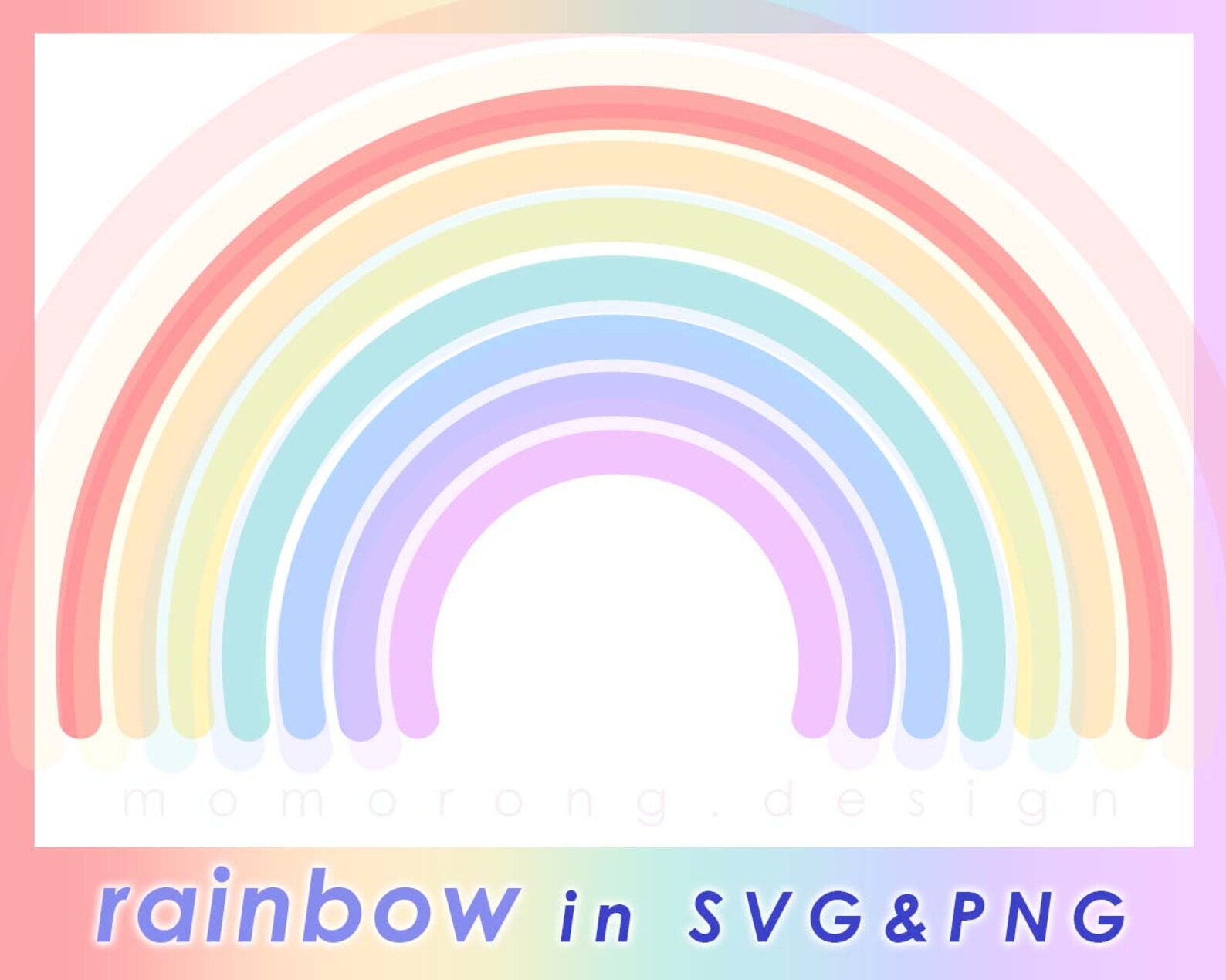 Pastel Color Rainbow for Kid,minimal Elements SVG,7 Layers Rainbow Svg ...