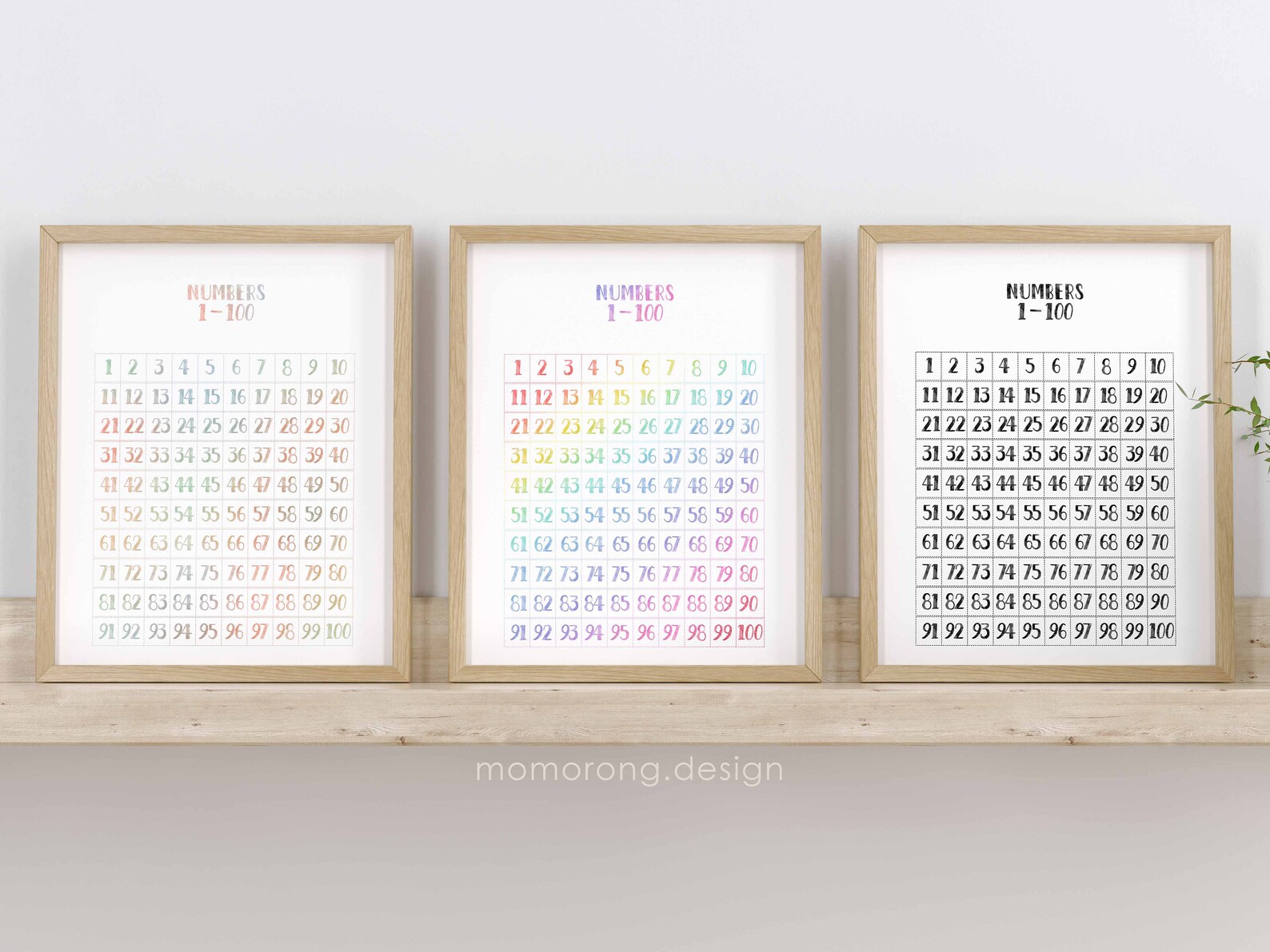 Rainbow Numbers Count 1-100 for Home School,educational Printable at ...