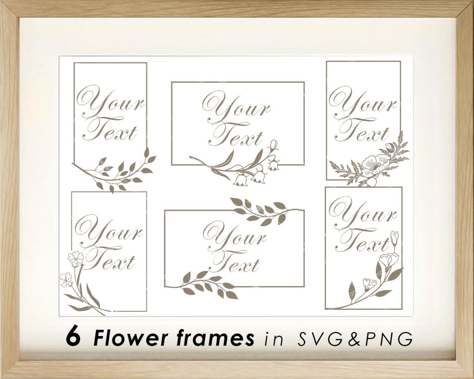 Flower Rectangle frame SvgLaurel Floral Wreath png | Etsy