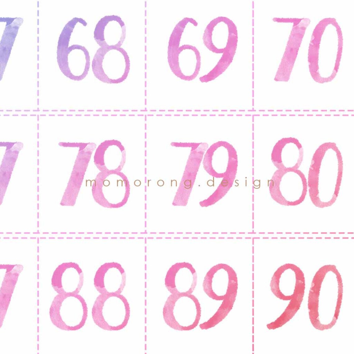 Rainbow Numbers Count 1-100 for Home School,educational Printable at ...