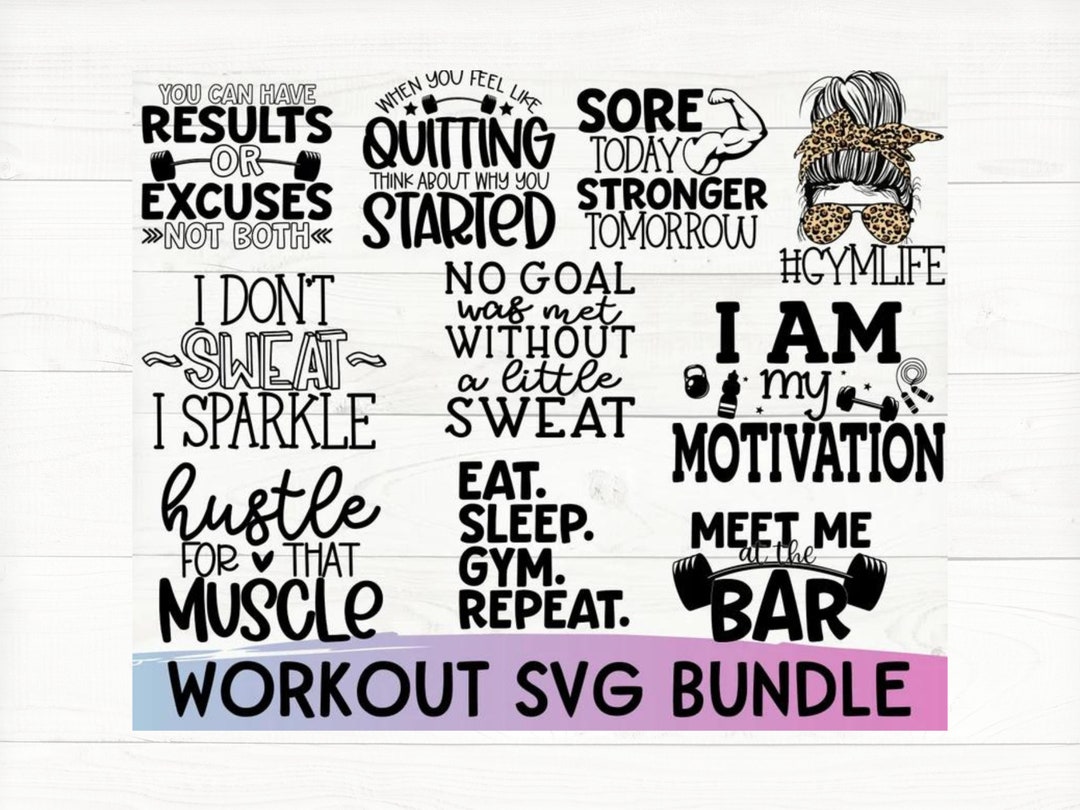 Workout Svg Bundle, Gym Svg, Fitness Svg, Exercise Svg, No Pain No Gain ...
