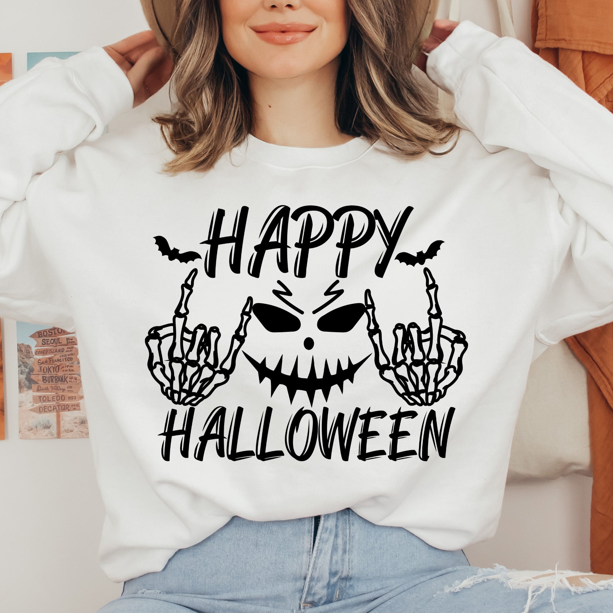 Skeleton Rocking Hand SVG Happy Halloween Svg Cut File - Etsy