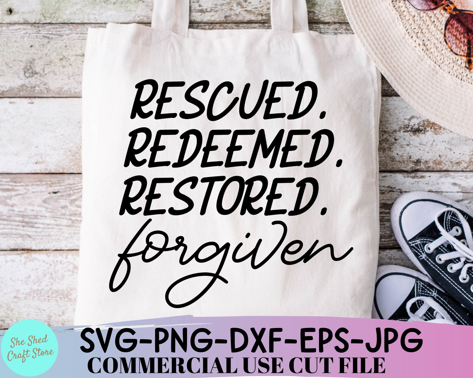 Rescued Redeemed Restored Forgiven SVG Cut File Christian - Etsy
