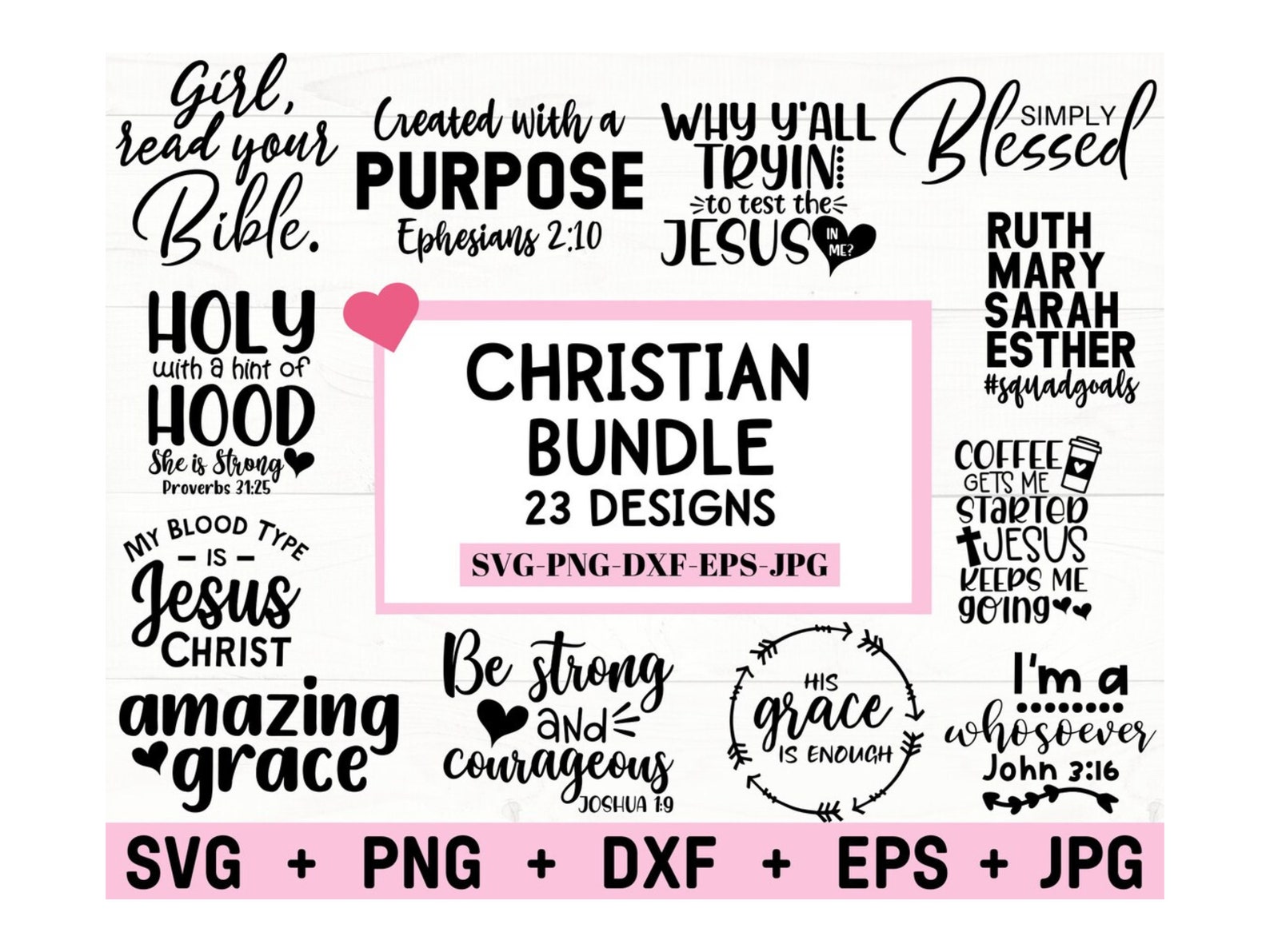 Christian Scripture SVG Bundle, Religious Cut Files (digital Download ...