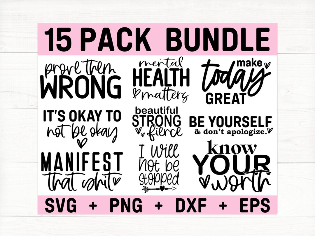 Self Love SVG Bundle, Positive SVG, Motivational SVG, Mental Health ...
