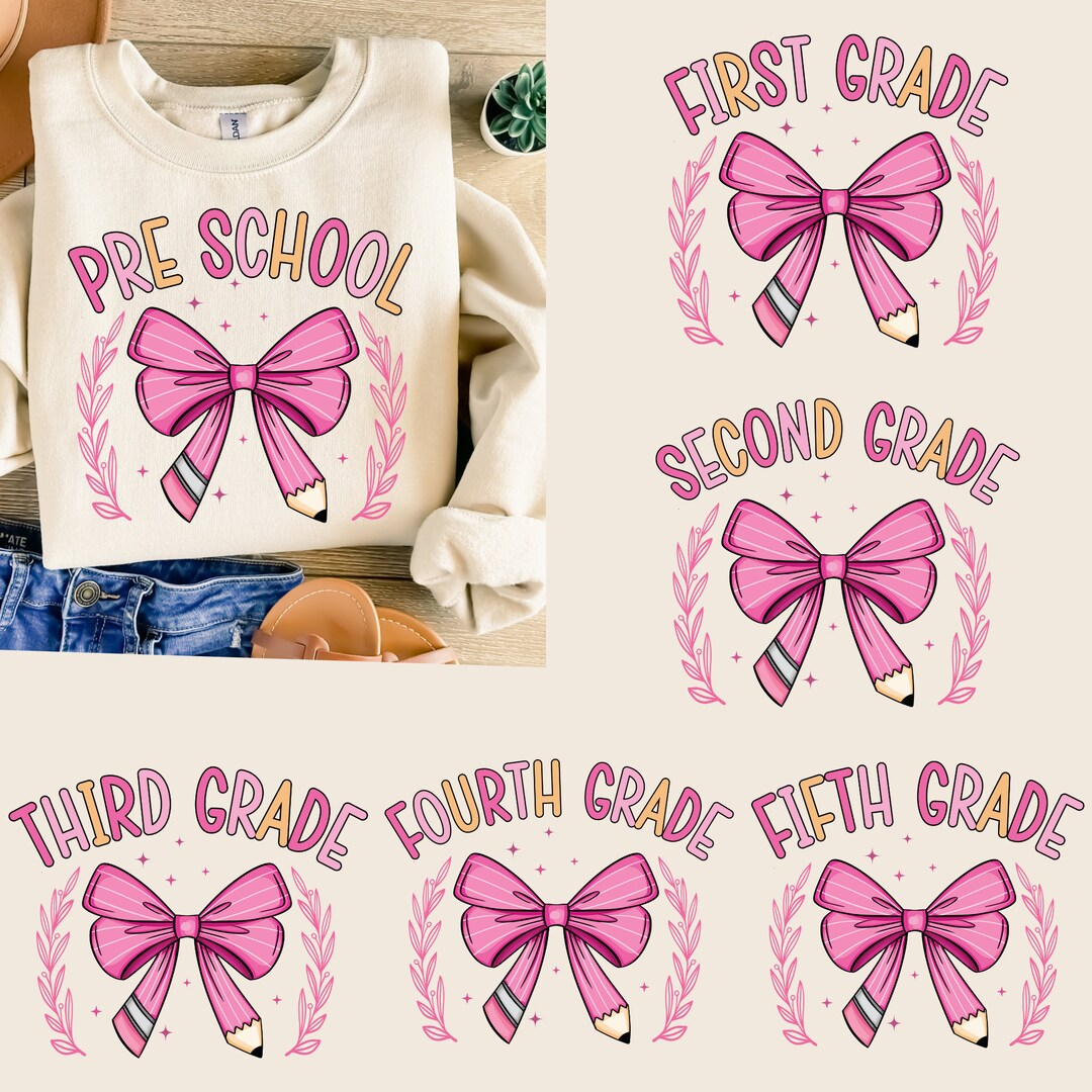 Coquette Pencil Png Bundle, Retro Teacher Png, 1st Day of School Png ...