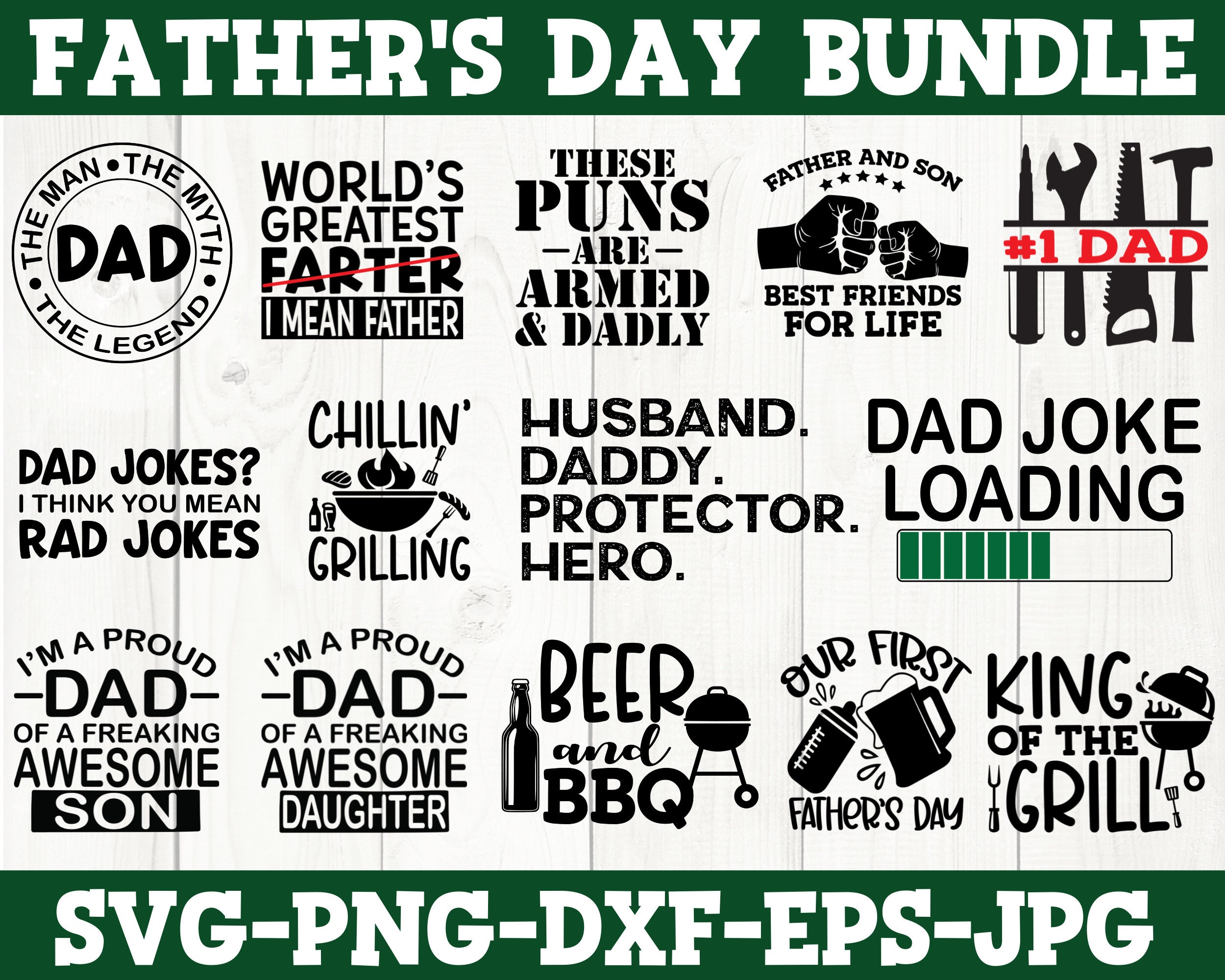 Dad Bundle SVG Father's Day Funny Dad Shirt Designs Dad - Etsy