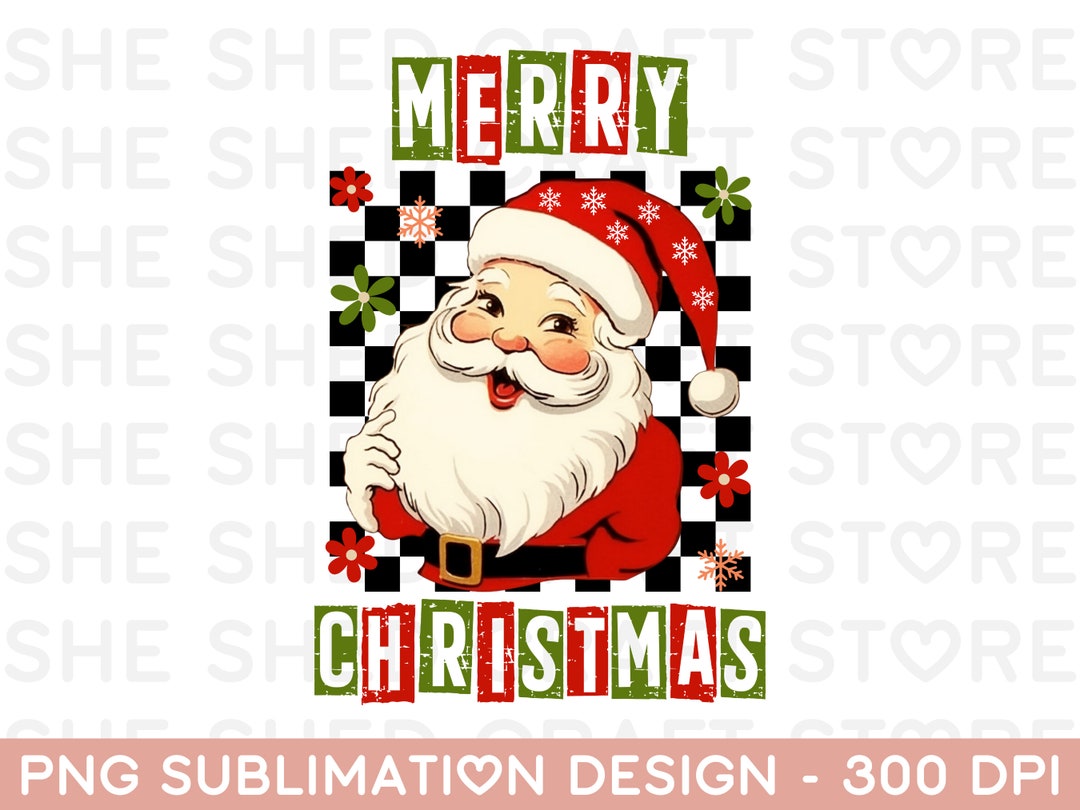 Checkered Santa Claus Png, Retro Santa PNG, Merry Christmas Png, Retro Christmas Png, Christmas ...