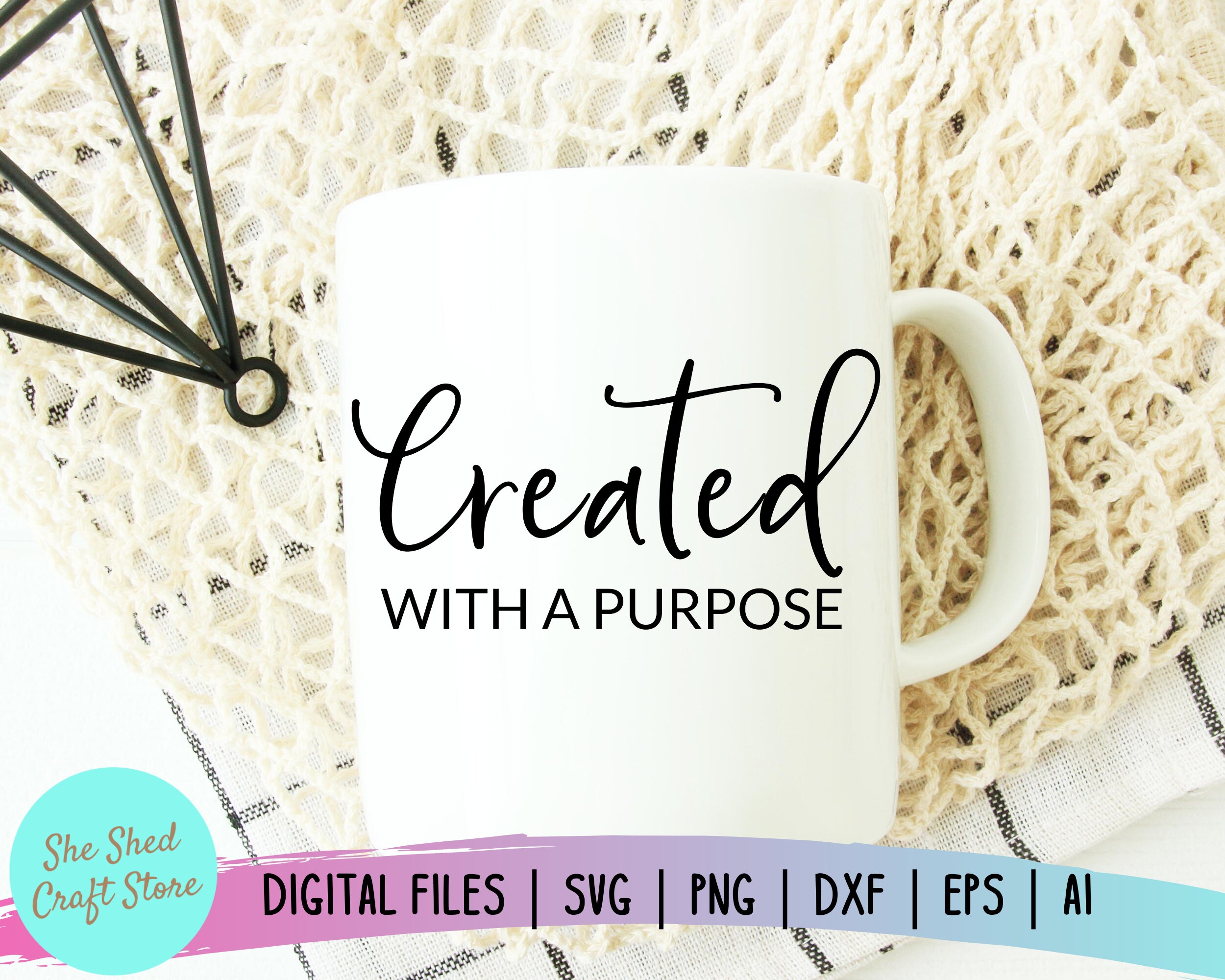 Created With A Purpose Svg Christian SVG Files for Cricut | Etsy