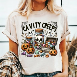 Cavity Creeps Vintage Halloween Candy Glas Clipart, Cartoon Kürbisse ...