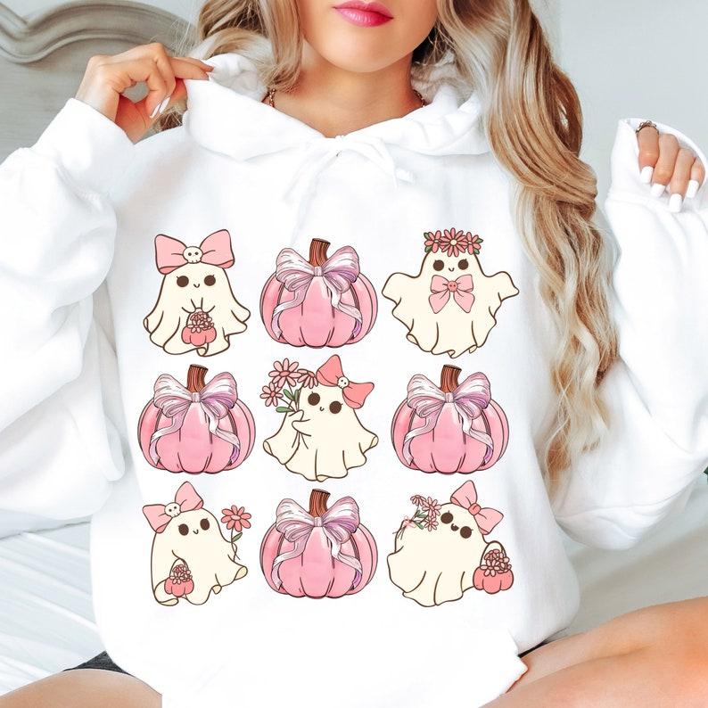 Pink Ghost Coquette Bow PNG, Retro Fall Pumpkin Bow Png, Halloween Png ...