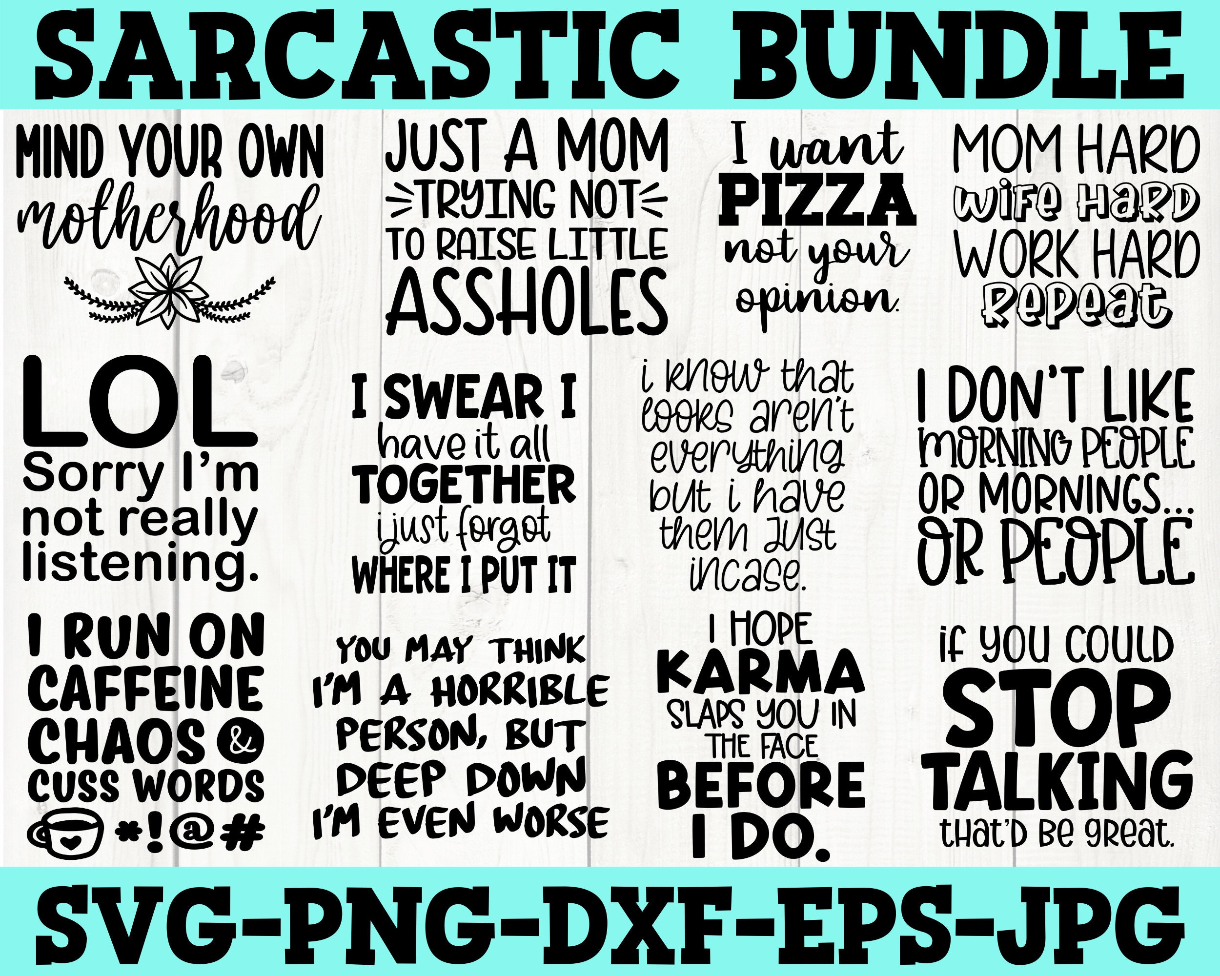 Sarcastic Svg Bundle Sarcastic Svg Files Funny Quotes Svg - Etsy